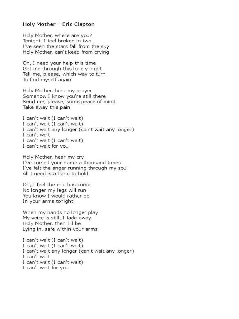 Holy Mother - Eric Clapton | PDF