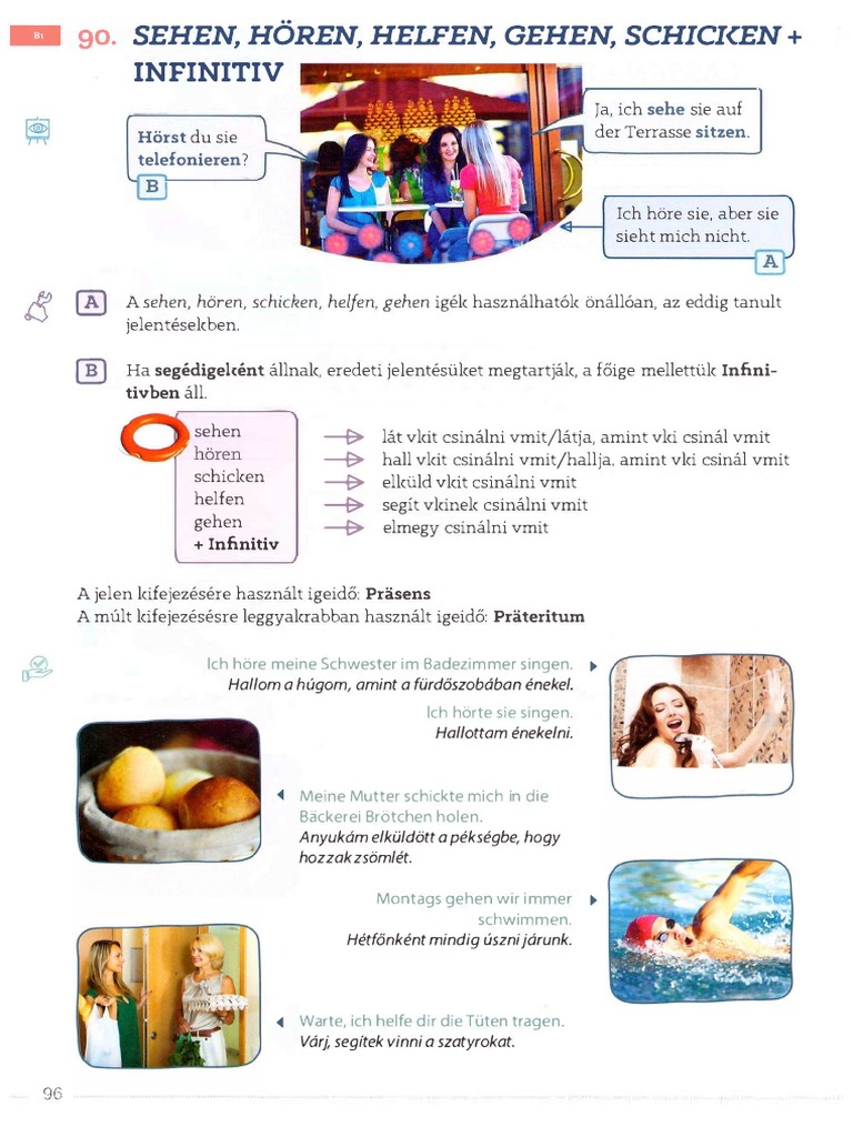 Sehen, hören, helfen, gehen, schicken + Infinitiv | PDF