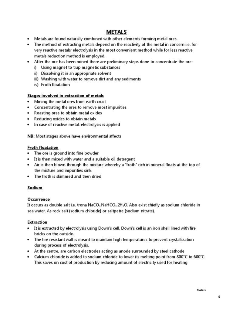 Metals | PDF | Sodium | Lead