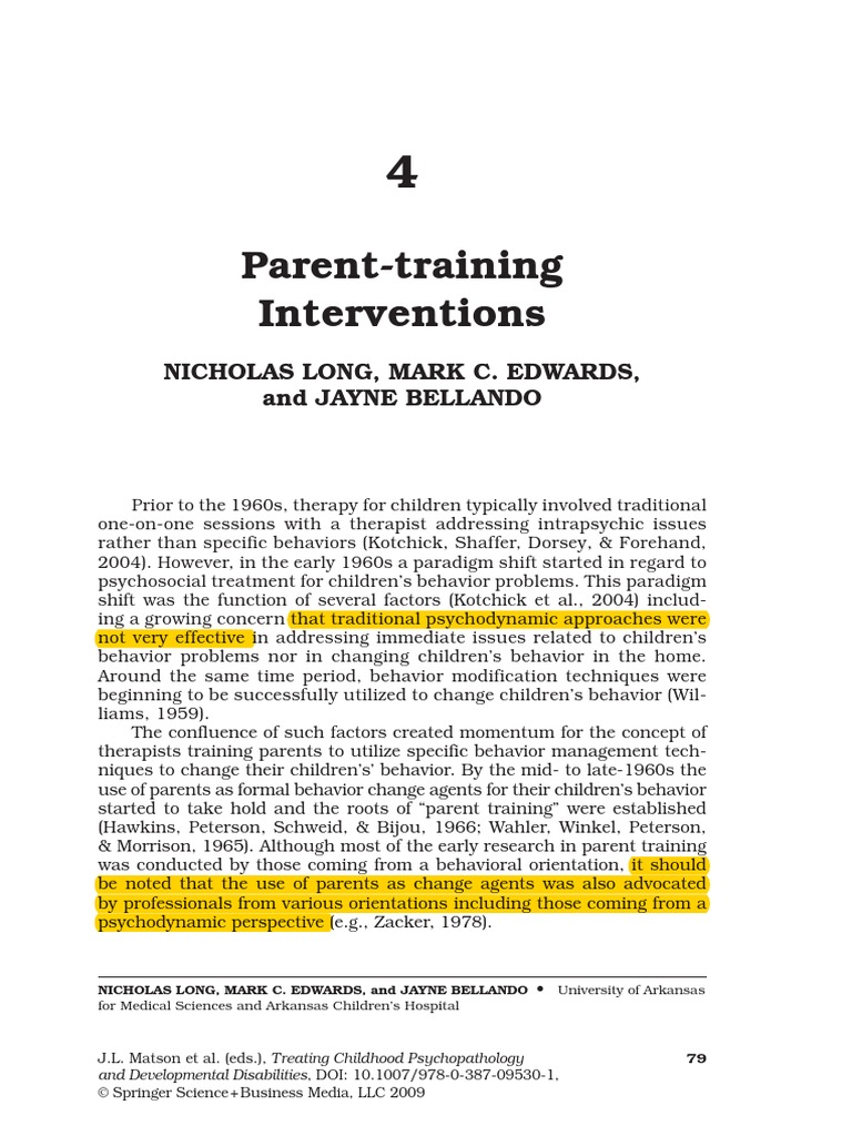 Parent Training Intervention 2 | PDF | Cognitive Behavioral Therapy ...