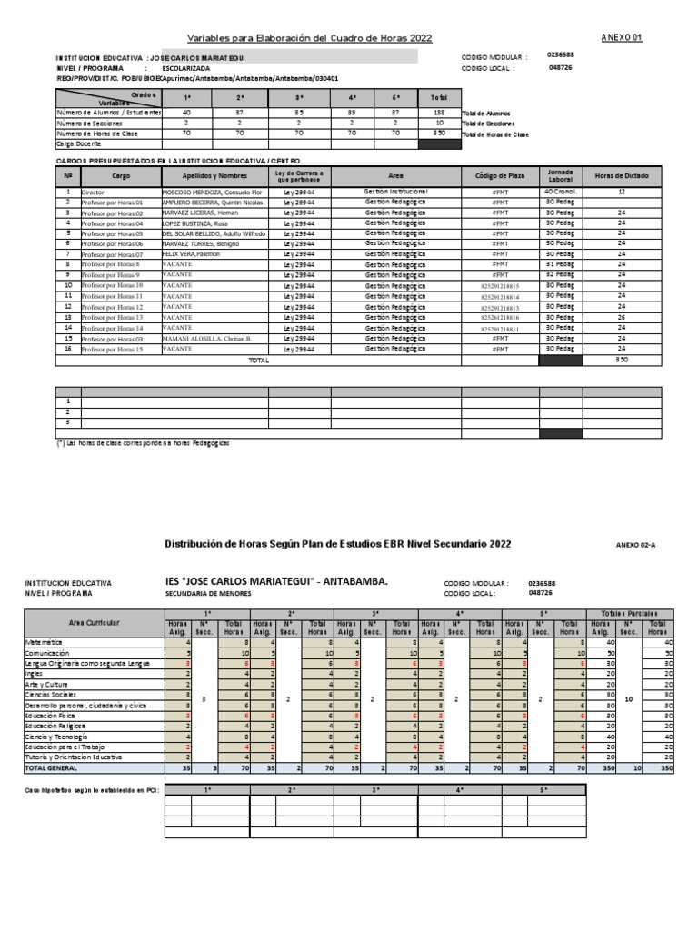 Cuadro de Horas - JCM - 2023 | PDF | Maestros | Cognición
