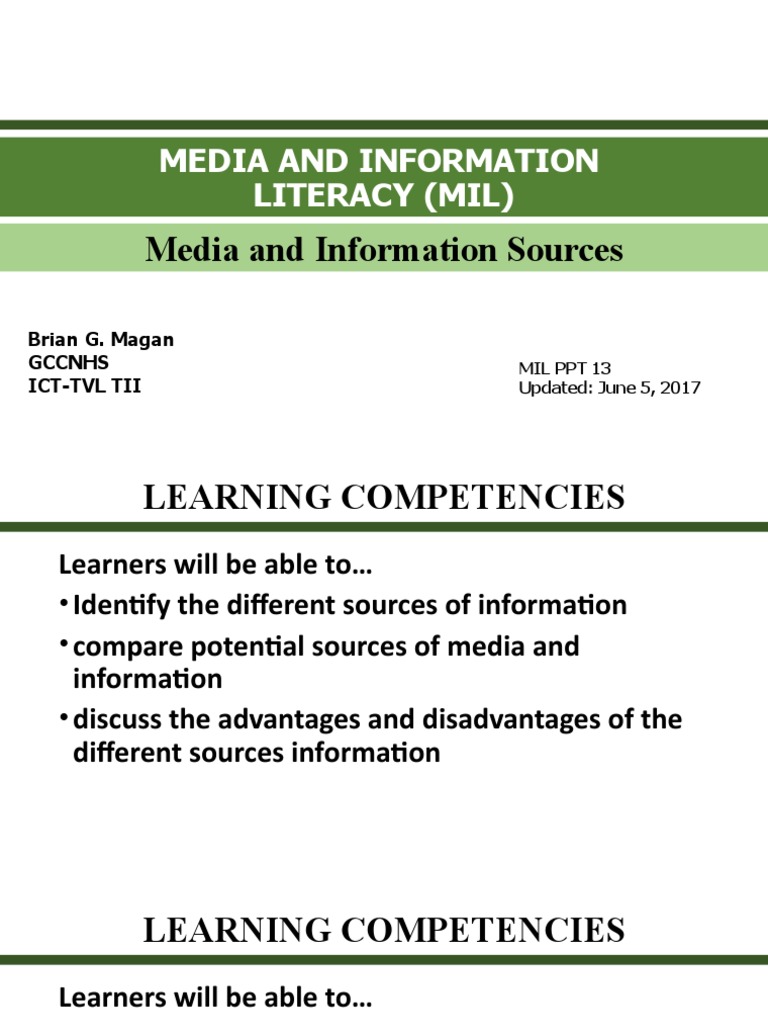 6.MIL 5. Media and Information Sources | PDF | Information | Libraries