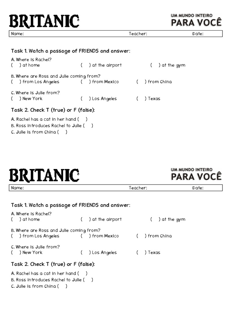 2.2 FRIENDS Handout | PDF | Friends