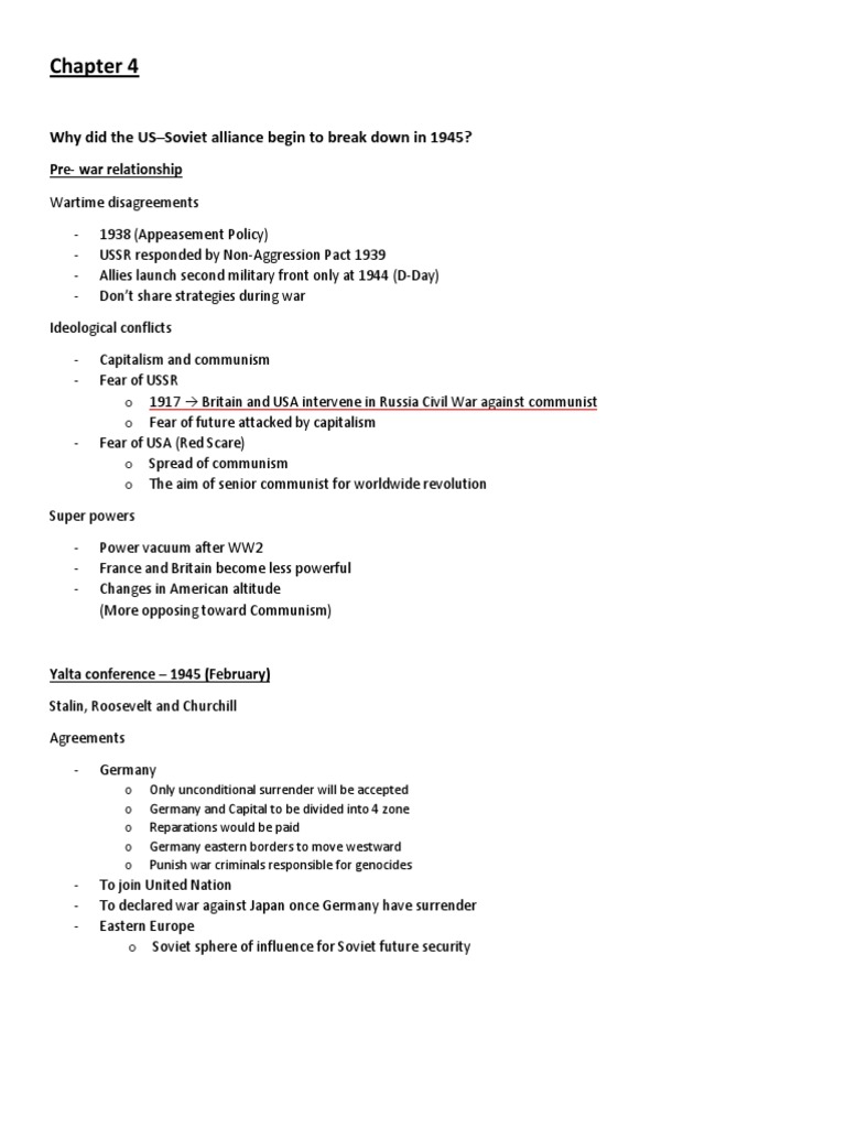 Igcse History Chapter 4 Revision Notes | PDF | Communism | World Politics