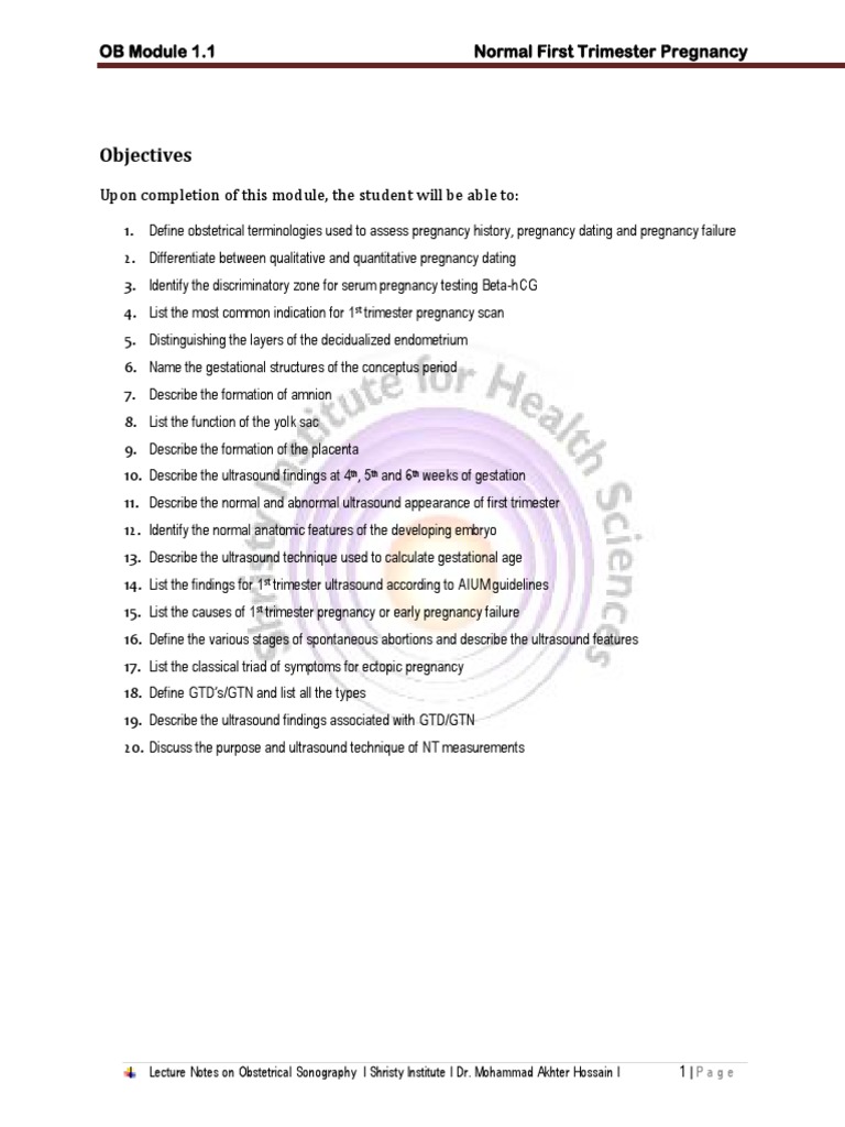 First Trimester Pregnancy Overview | PDF | Pregnancy | Human Chorionic ...