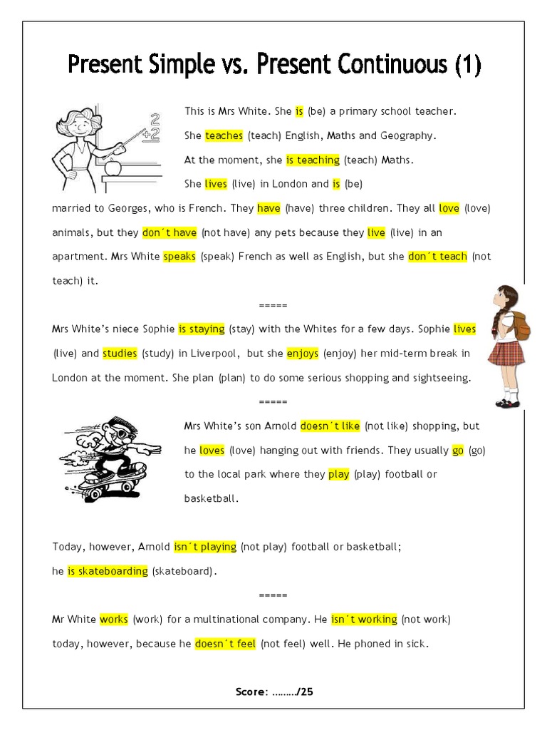Present Simple Vs Present Continuous 1 | PDF