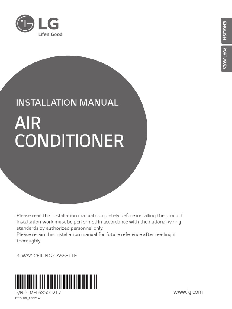 Manual de Instalacao LG Cassete ATW24GPLP0 | PDF | Air Conditioning ... Manual de Instalacao LG Cassete ATW24GPLP0 | PDF | Air Conditioning ...