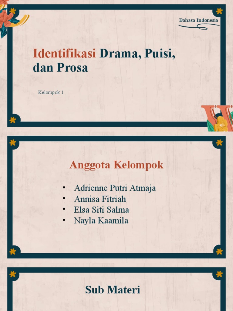 Kelompok 1 - Drama, Puisi, Dan Prosa | PDF