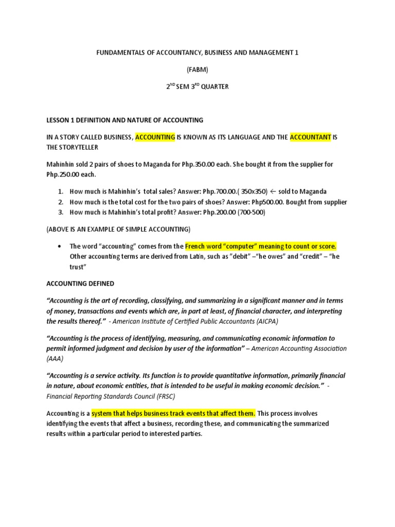 Fundamentals of Accountancy | PDF | Accounting | Business