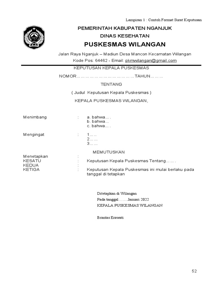 1.Contoh Format Surat Keputusan | PDF