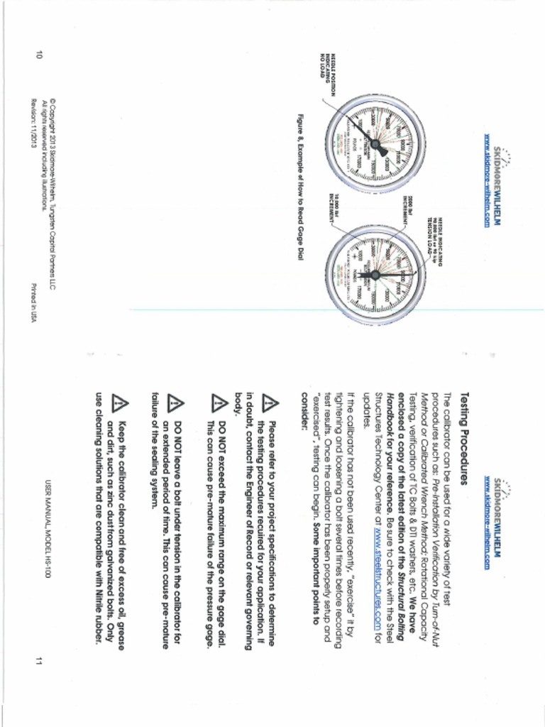 User Manual Model HS-100 Bolt Tension Calibrator..2 | PDF