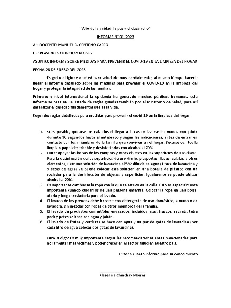 Medidas Para Prevenir El Covid 19 En La Limpieza Del Hogar Pdf Agua