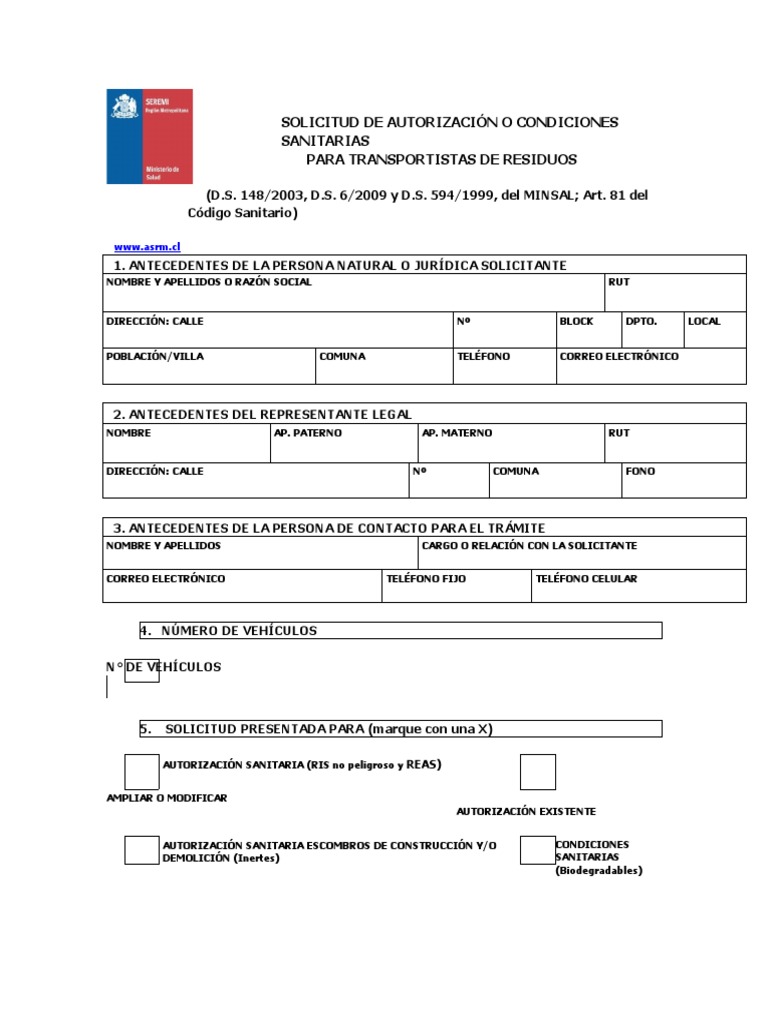Solicitud Transporte de Residuos 2021 | PDF | Residuos | Transporte