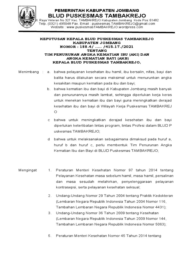 Tim AKI-AKB Puskesmas Tambakrejo | PDF