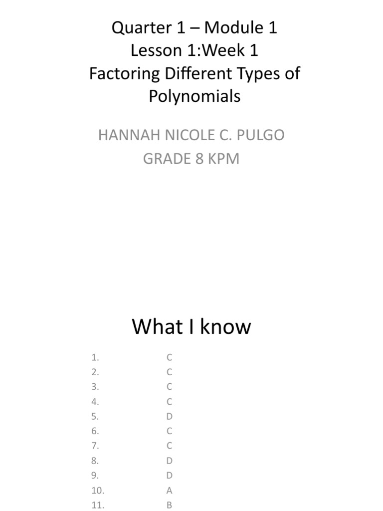 MATH Quarter 1 - Module 1 | PDF