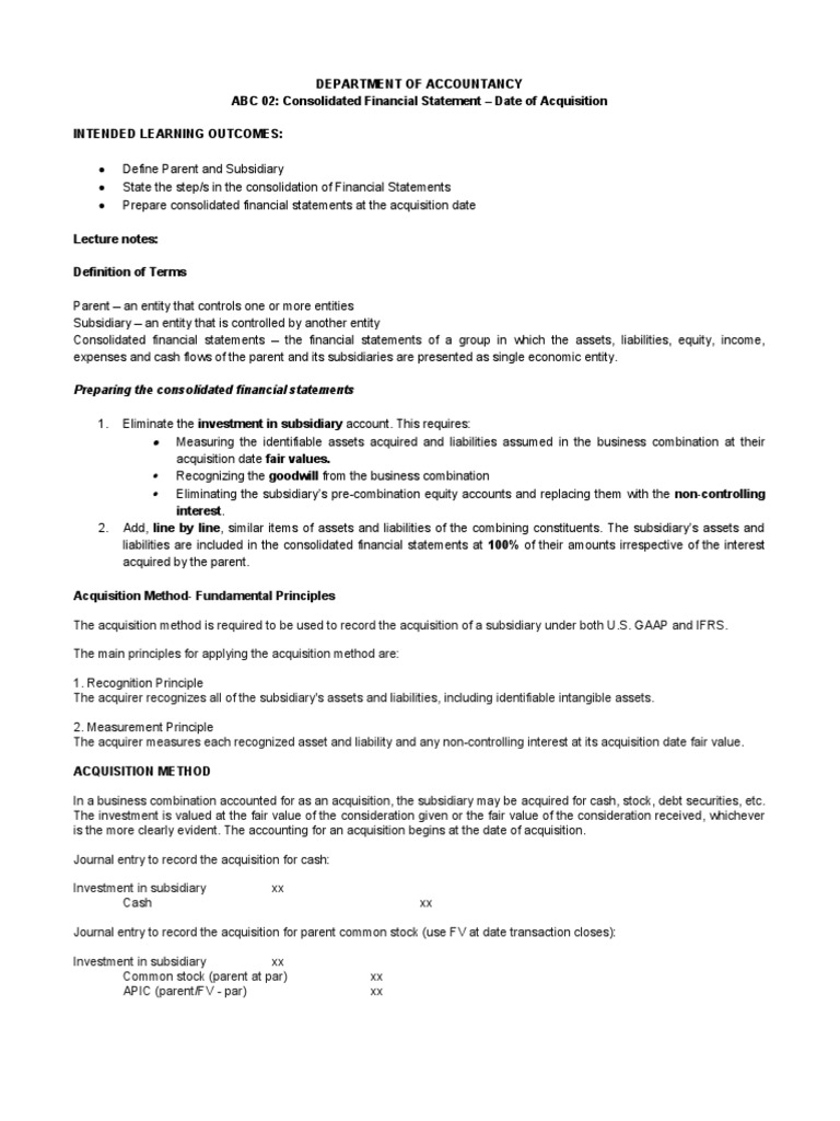 Consolidated Financial Statements Guide | PDF