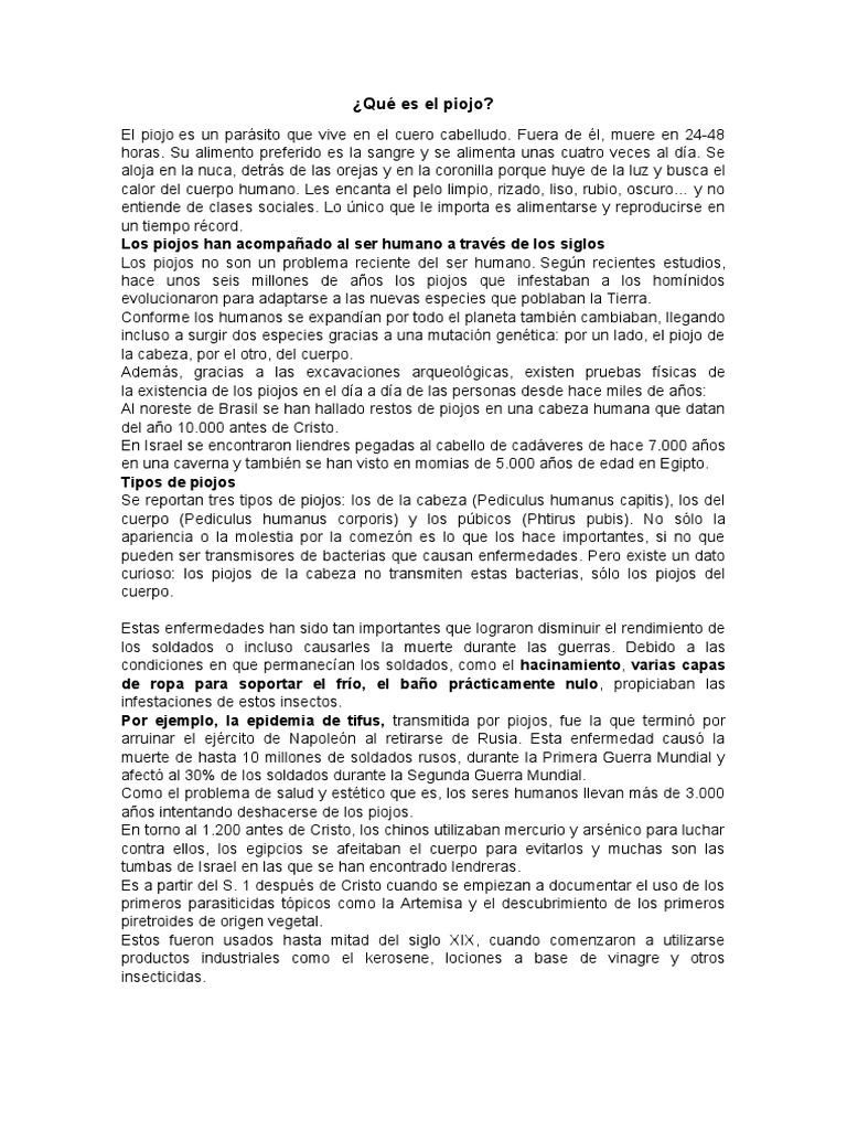 Qué es el piojo | PDF