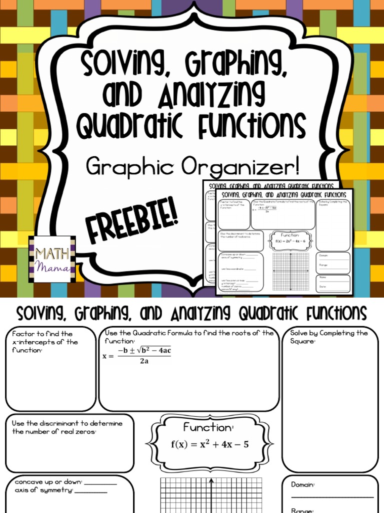 Solving, Graphing, and Analyzing Quadratic Functions: Graphic Organizer! | PDF | Quadratic ...