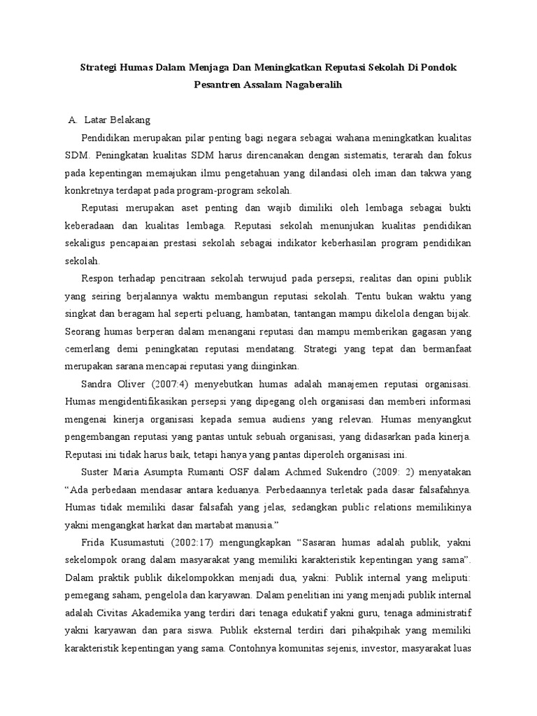 Strategi Humas Tingkatkan Reputasi Pesantren | PDF