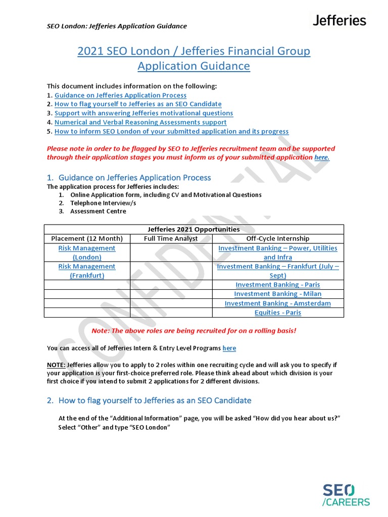 Jefferies Application Process Guide | PDF | Thought | Question