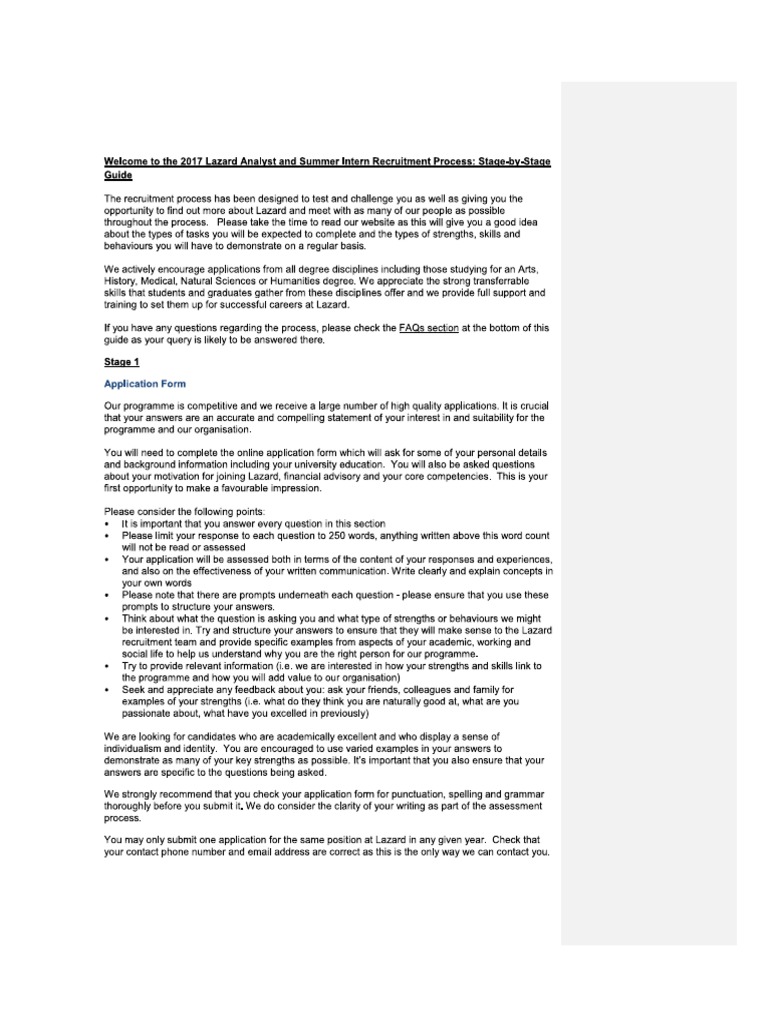 Lazard 2017 Prep PDF | PDF