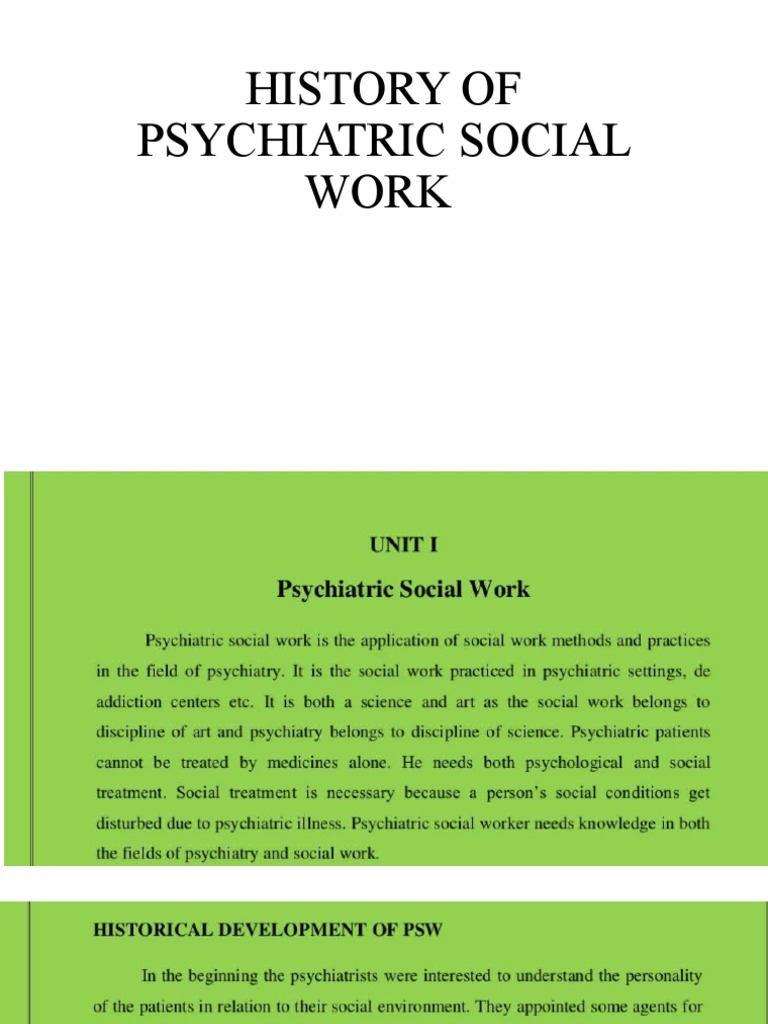History of Psychiatric Social Work | PDF