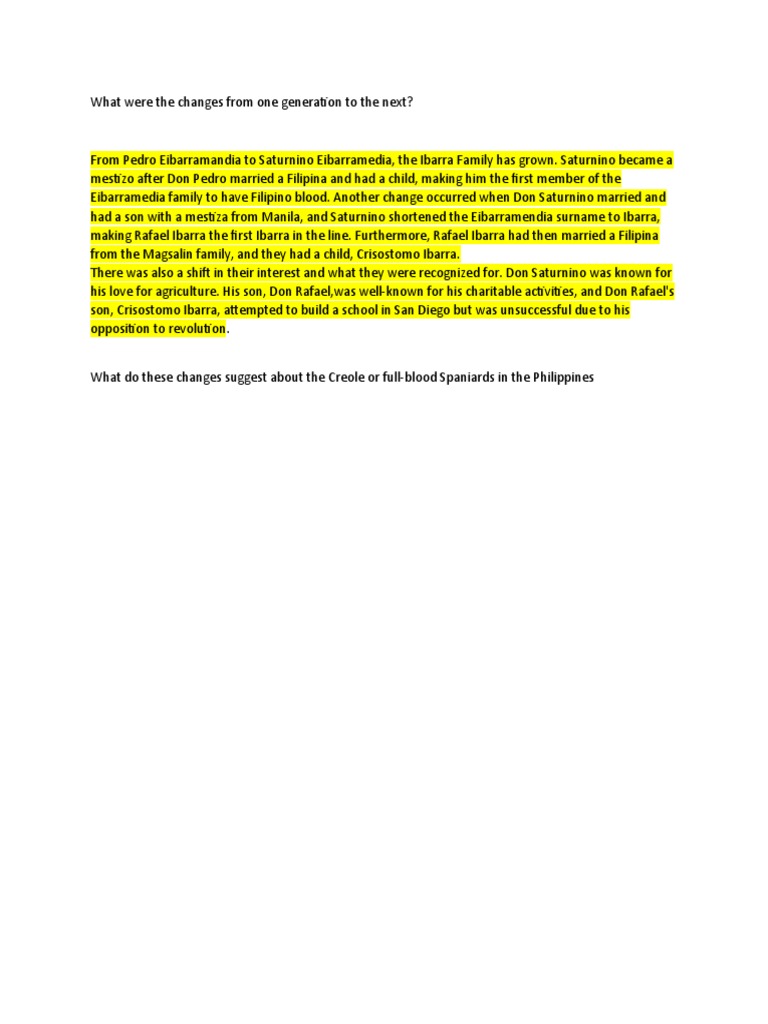 Ibarra Family Tree Evolution in Noli Me Tangere | PDF
