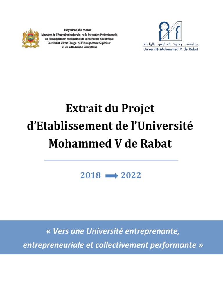 Resume Projet Etab-UM5R PDF | PDF | Maroc | Développement durable