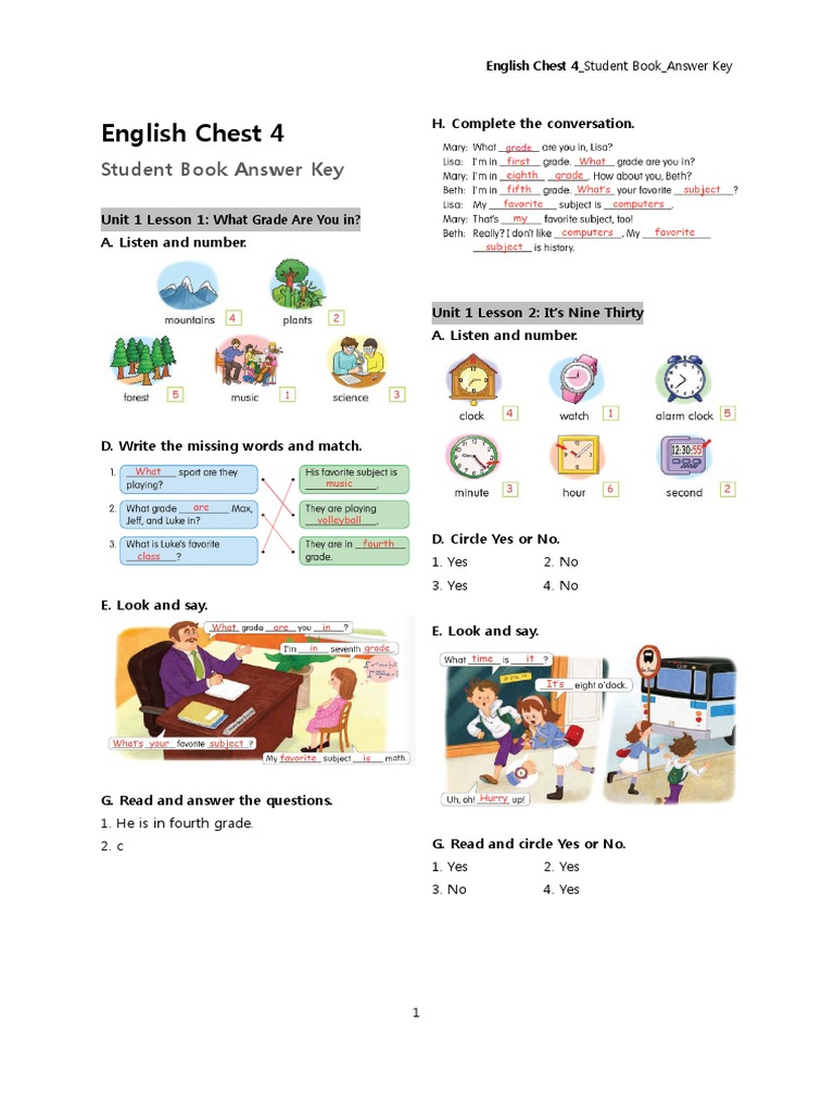 English Chest 4 Answer Key | PDF | Language Arts & Discipline | Foreign ...