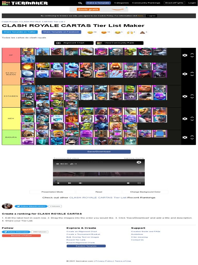 Create A CLASH ROYALE CARTAS Tier List - TierMaker | PDF | Software ...