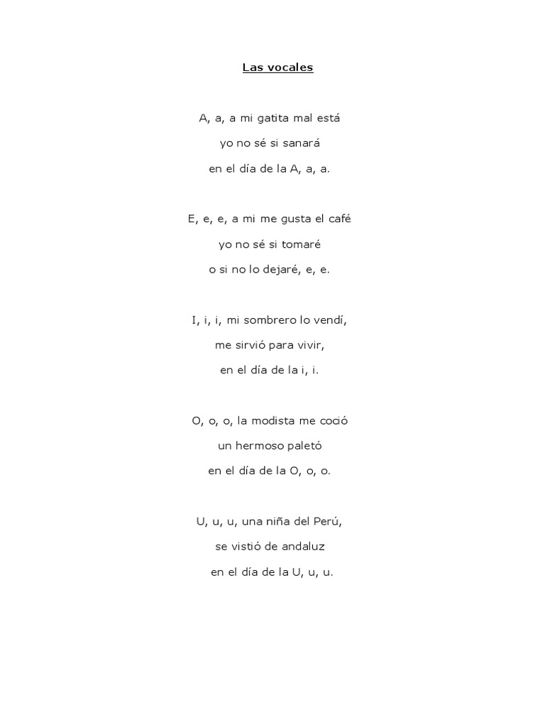 Cancion de Las Vocales | PDF | Poesía