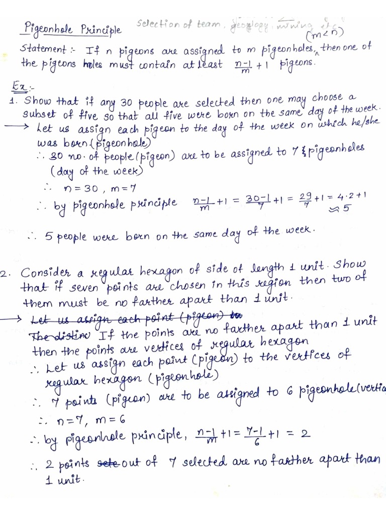 Pigeonhole Principle Examples | PDF