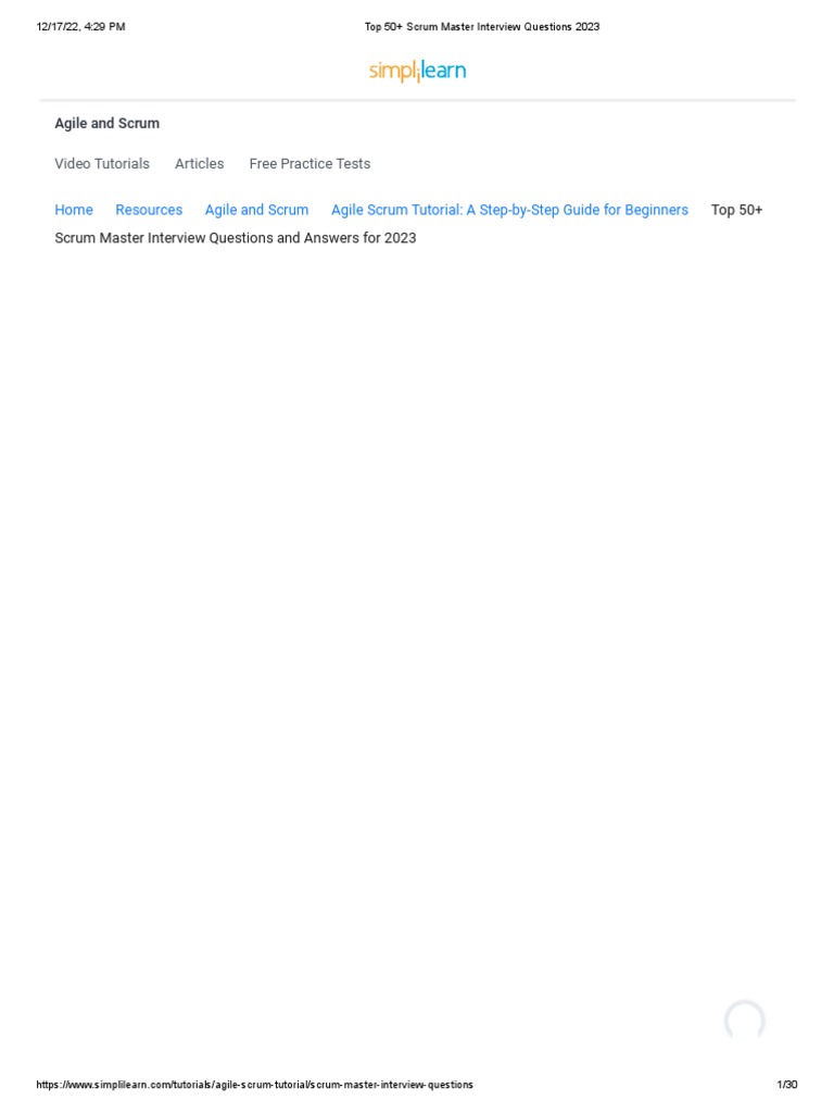 Top 50+ Scrum Master Interview Questions 2023 PDF | PDF | Scrum ...