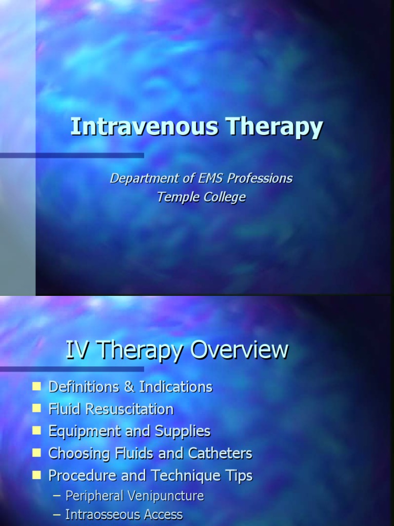 IV Therapy: Techniques and Guidelines | PDF | Intravenous Therapy ...