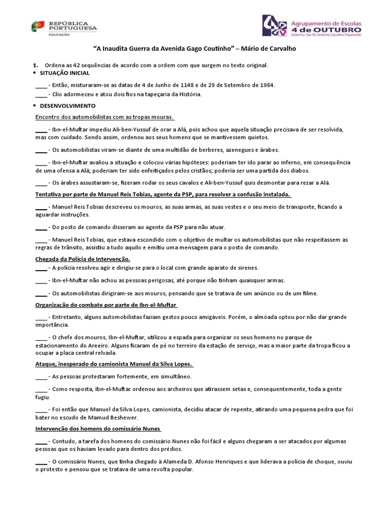 A Inaudita Guerra Da Avenida Gago Coutinho - Sistematização | PDF