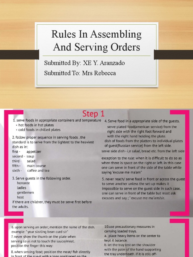 Table Bussing and Order Assembly Rules | PDF