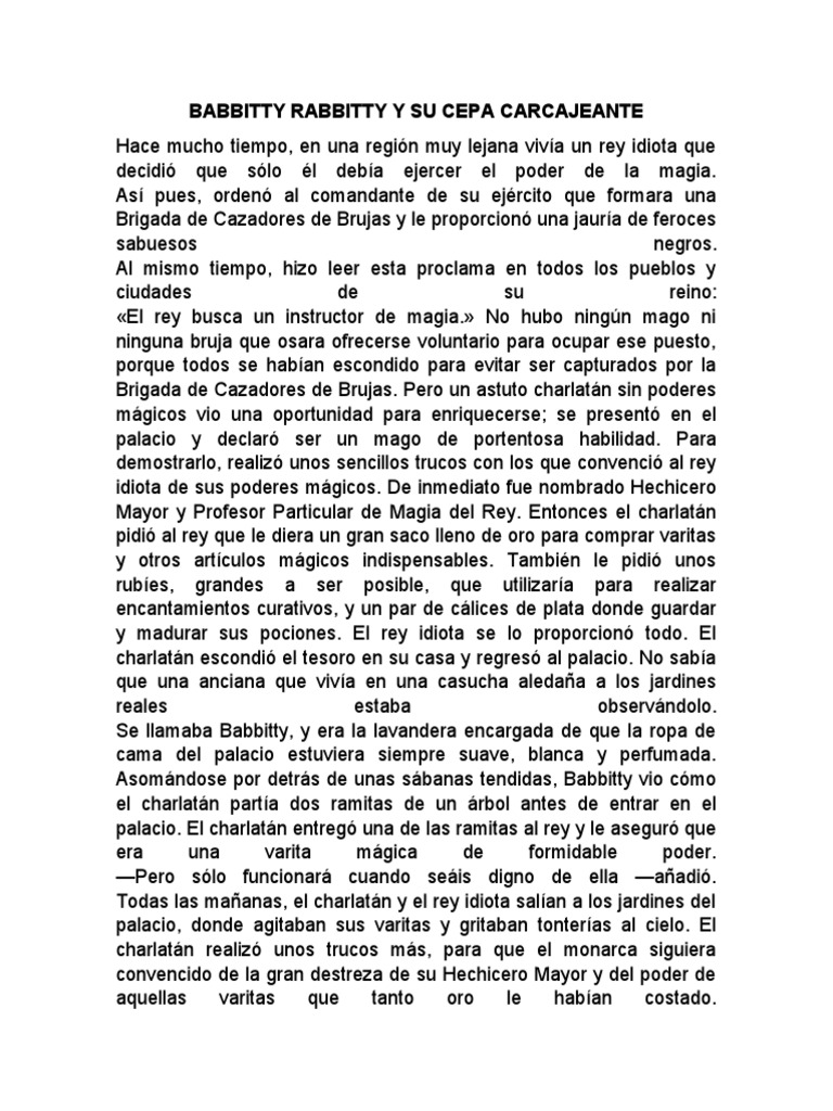 Babbitty Rabbitty Y Su Cepa Carcajeante Pdf Sobrenatural Poderes