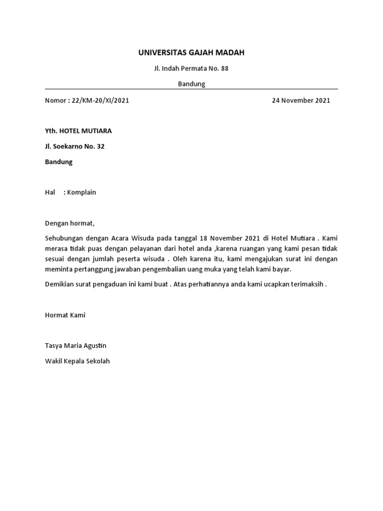 Surat Komplain | PDF