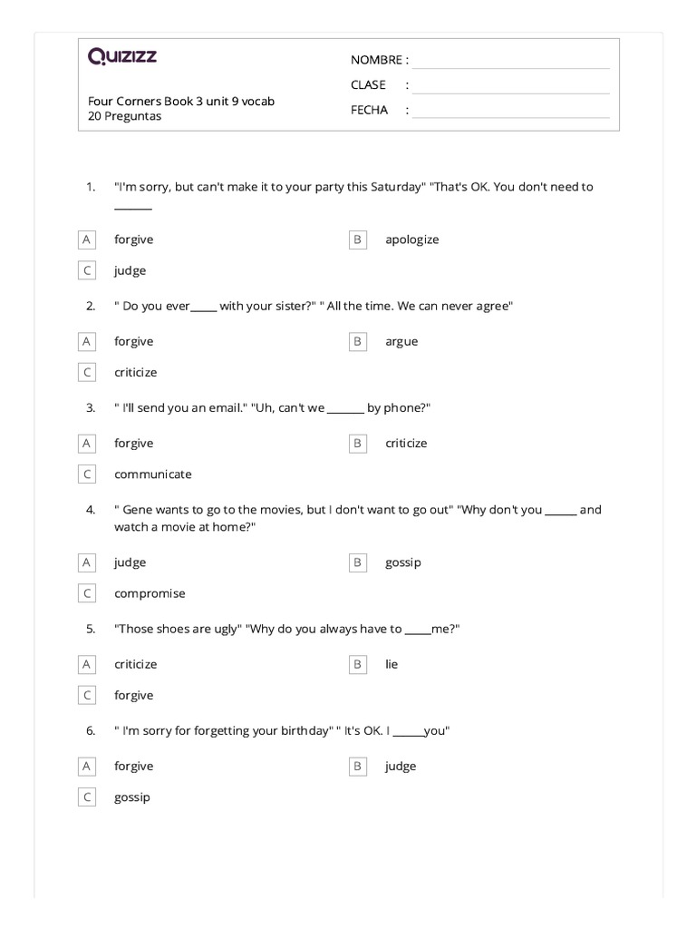 Four Corners Book 3 Unit 9 Vocab | PDF