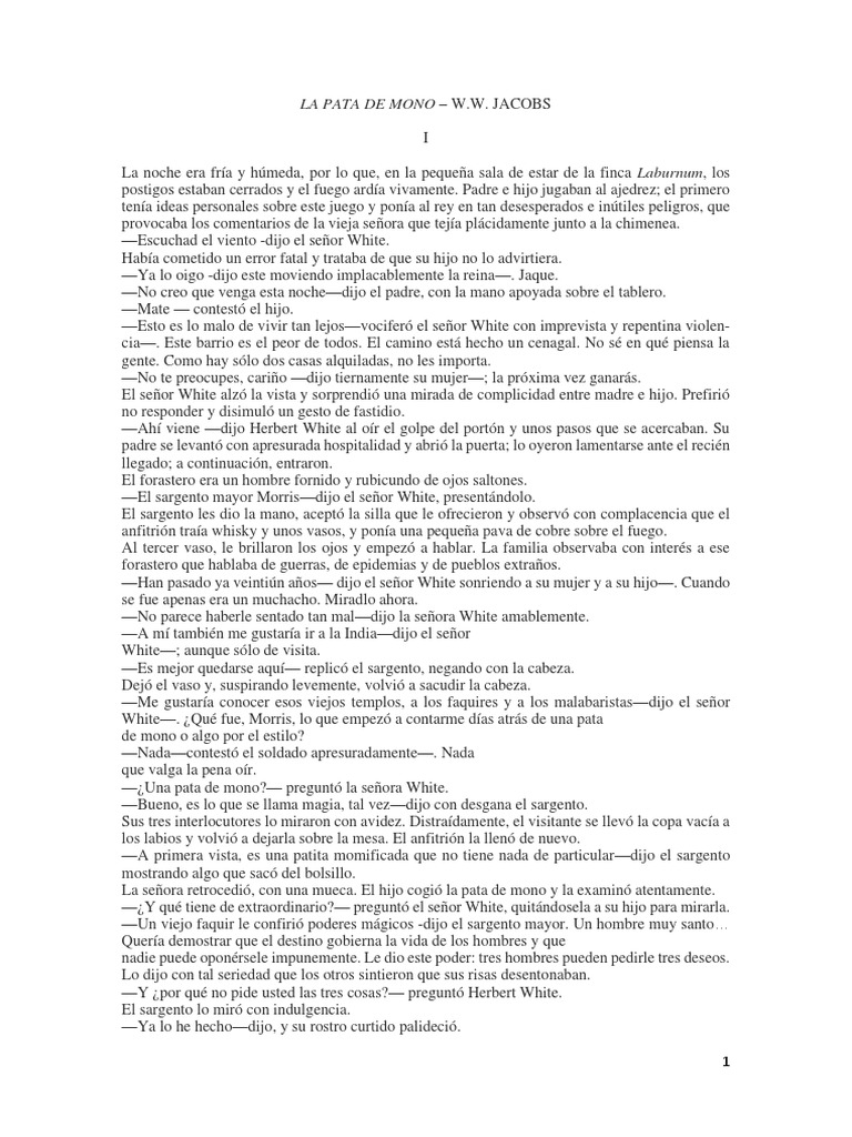 La Pata de Mono - W.W. Jacobs | PDF