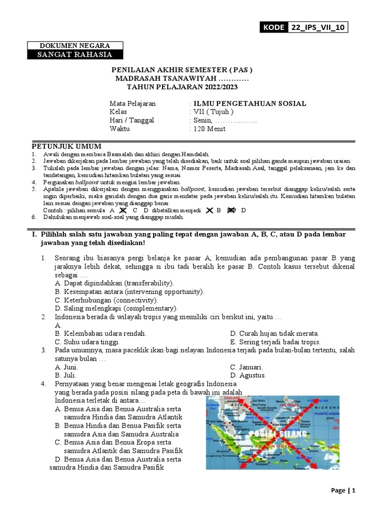 Kelas 7 - Naskah Soal Pas Ganjil - Ips | PDF | Perjalanan