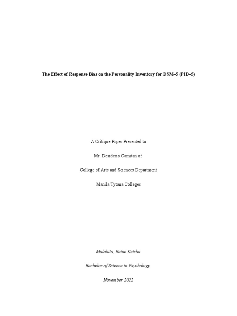 The Effect of Response Bias On The Personality Inventory For DSM | PDF | Analysis Of Variance ...