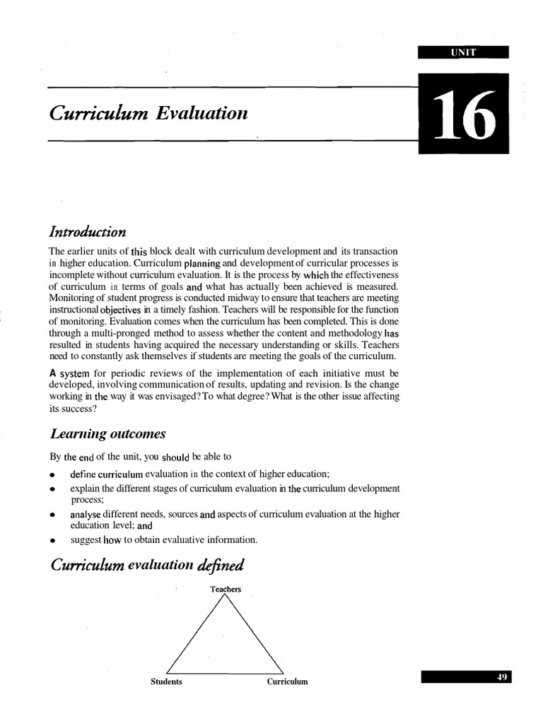 Unit 16 Pdf Download Free Pdf Evaluation Curriculum