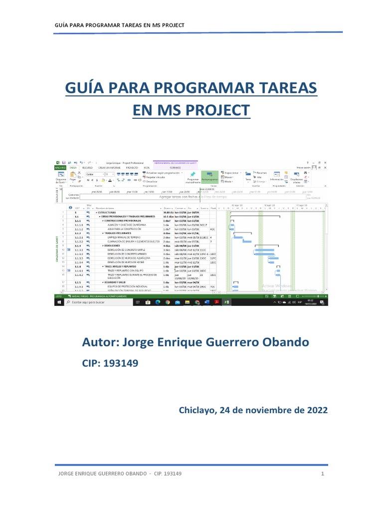 Guía para Programar Tareas Con MS Project | PDF