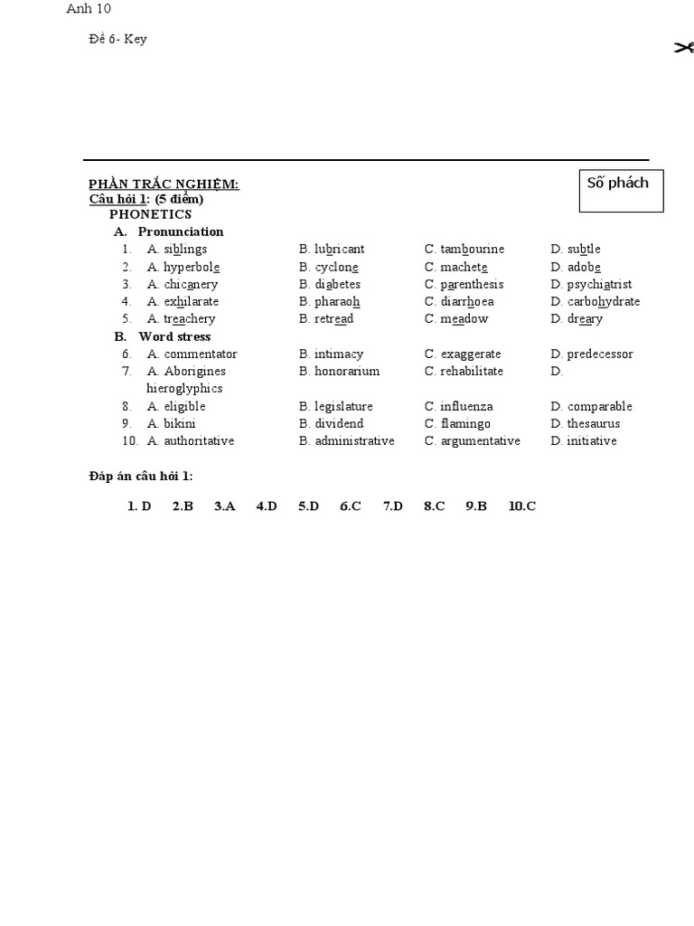Đề 6- Key | PDF | Laser
