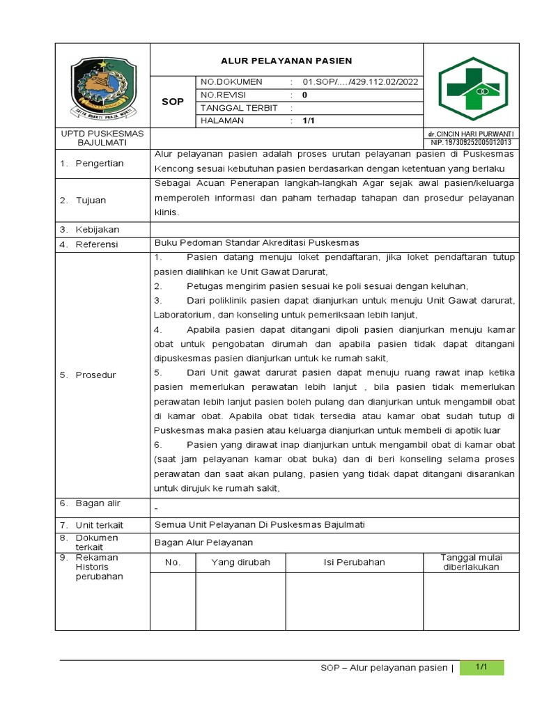 Sop Alur Pelayanan Pasien | PDF