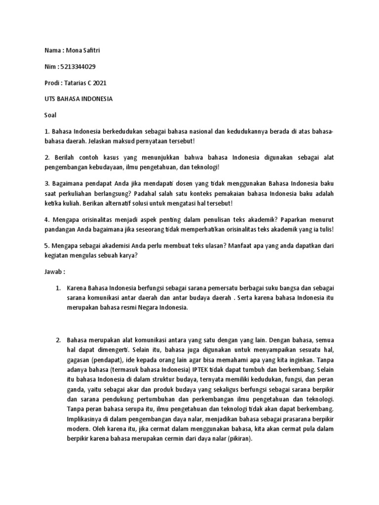 Uts B Indo Mona Safitri | PDF