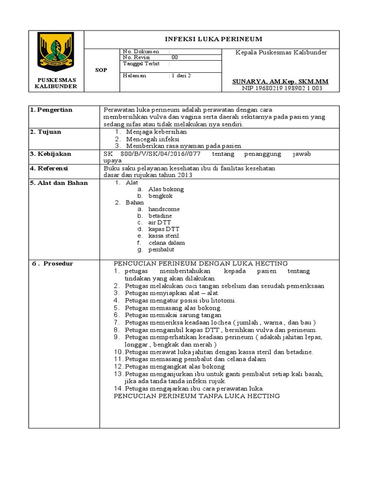 Prosedur Perawatan Infeksi Luka Perineum | PDF