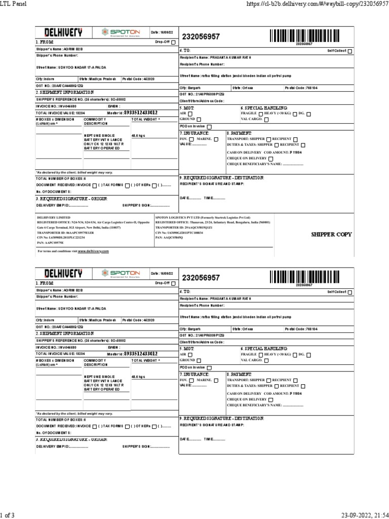 LTL Panel | PDF | Cargo | Cheque