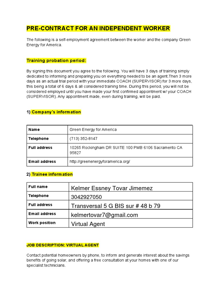 Pre-Contract Updated | PDF | Economies | Business